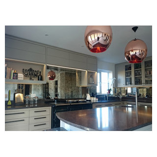 Distressed Bronze Antique Mirror Splashback - Contemporary - Kitchen ...