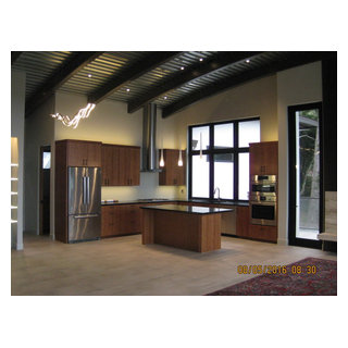 Dream Home with Curved Steel Beams - Contemporary - Kitchen - San ...