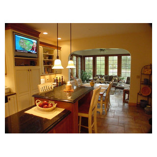 Eat-in Kitchen with Adjoining Sun Room - Mediterranean - Kitchen ...