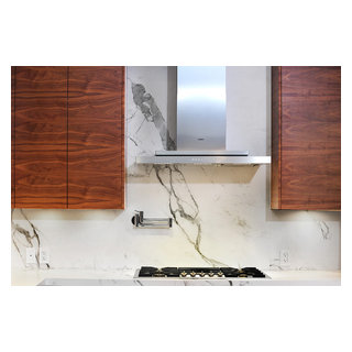 Flat, Dark walnut veneer Doors and Concealed Fridge Panels ...