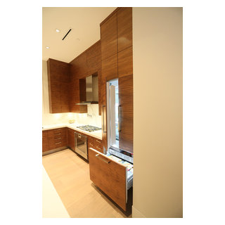 Flat, Dark walnut veneer Doors and Concealed Fridge Panels ...