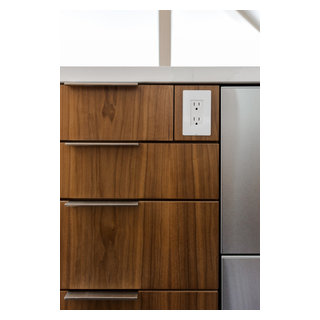 Flush Kitchen Outlets in Custom Walnut Cabinetry - Midcentury - Kitchen ...