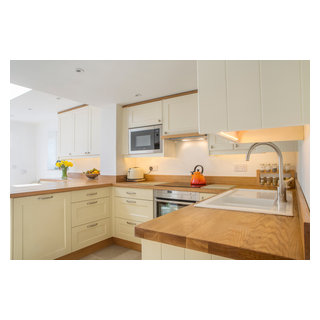 Full Stave Oak Worktops on Hand Painted Cabinets, Long Marston ...