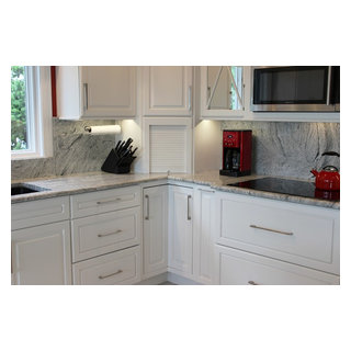 Geneseo, IL- Painted White Kitchen With Mirrored Cabinets and Full ...