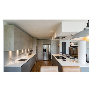 Handleless Concrete Effect Kitchen - Modern - Kitchen - Surrey - by ...