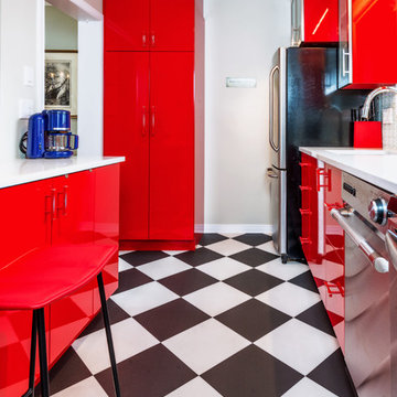 75 Red Vinyl Floor Kitchen Ideas You'll Love - September, 2024 | Houzz