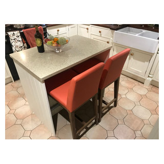 Ilenia Bar Stools, Terracotta Leather Upholstery, Walnut Stain Ashwood ...