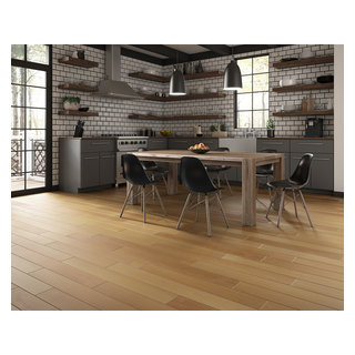 Large, Industrial Kitchen - Blue Ridge Engineered, Maple Hardwood ...