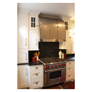 Industrial Red Farmhouse Kitchen in Oak Park - Farmhouse - Kitchen ...