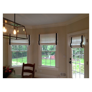 Inset Ribbon Banded Pleated Roman Shades - Transitional - Kitchen - New ...