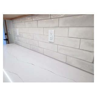 Irregular White Subway Tile Backsplash - Rustic - Kitchen - Other - by ...