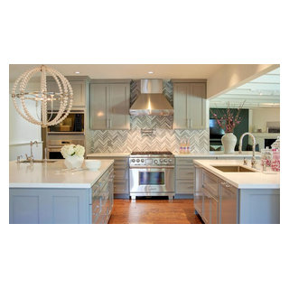 ISD project Herringbone Backsplash from Asher Grey Marble ...