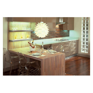 Island Stone copper quartztic slate strip cladding kitchen - Modern ...