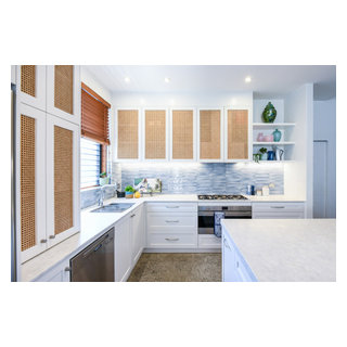 Costal kitchen with rattan cabinets - Beach Style - Kitchen - Sydney ...