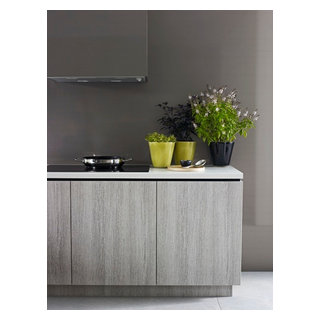 Kitchen featuring Laminex Fresh Snow benchtop and Melteca Bleached ...