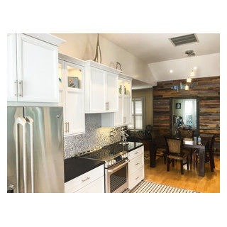 Kitchen Remodel and Reclaimed Wood Feature Wall - Kitchen - Miami - by ...