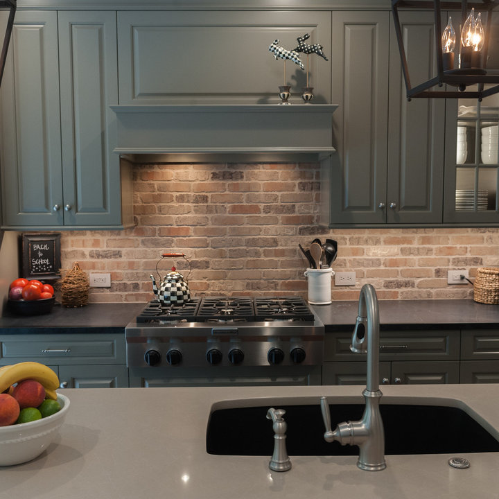 75 Kitchen with Soapstone Countertops and Brick Backsplash Ideas You'll ...