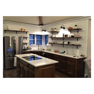 Kitchen Ship Lap with Open Pine Shelves - Modern - Kitchen - Houston ...
