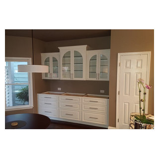 Kitchen Storage with Glass Display and Half-Round Arches - Contemporary ...
