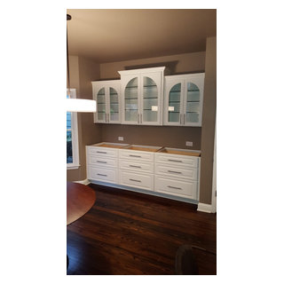 Kitchen Storage with Glass Display and Half-Round Arches - Contemporary ...