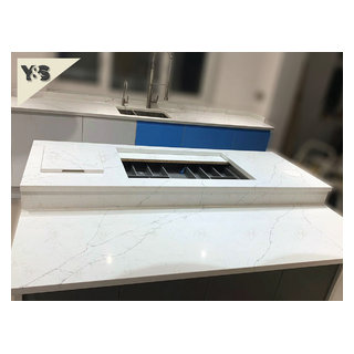 L-shape Alaska Bianca Quartz Kitchen worktop - Modern - Kitchen ...