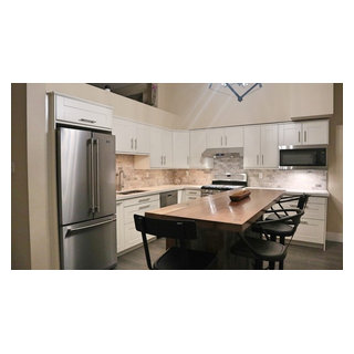 L-shaped 9'x8' IKEA kitchen+custome wooden island 5'. Grimslov off ...