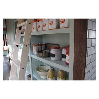 Large Open Pantry with rolling ladder - Transitional - Kitchen ...