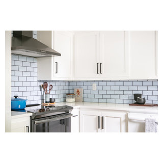 Light Blue Kitchen Tiles in Subway Pattern - Transitional - Kitchen ...