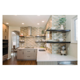 Linear Glass Mosaic Tile On A Kitchen Wall - Contemporary - Kitchen ...