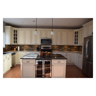 Linen Cabinets with Light Quartz Countertop and Dark Quartz Countertop ...