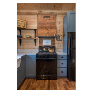 Log Cabin gets a Blue Kitchen - Rustic - Kitchen - Minneapolis - by ...