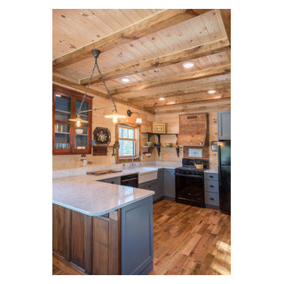Log Cabin gets a Blue Kitchen - Rustic - Kitchen - Minneapolis - by ...