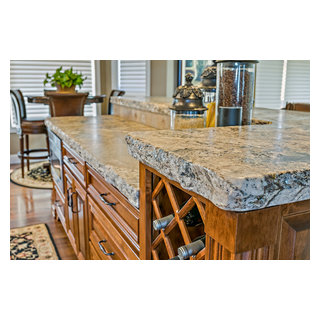 Luxury Kitchen Chiseled Edge Granite Island - Traditional - Kitchen ...