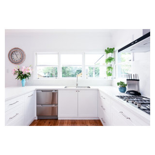 White kitchen with smartstone amara benchtops - Modern - Kitchen ...