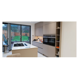 Matt Stone Grey Handleless kitchen in an open plan design in north ...