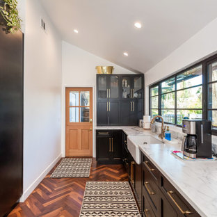 75 Beautiful Linoleum Floor Kitchen with Marble Countertops Pictures ...