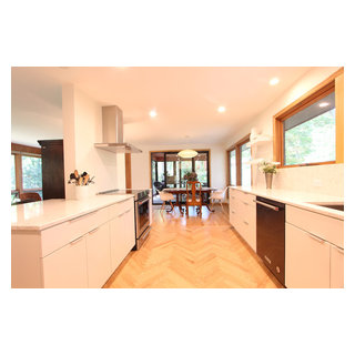 Mid Century Modern House Gets New White Kitchen - Modern - Kitchen ...