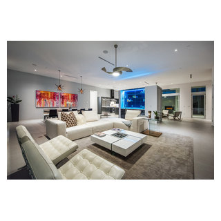 Modern Dark Grey Kitchen with Adriatic in Lead Walnut - Midcentury ...