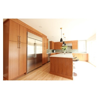Modern Kitchen with Flat Cherry Cabinets and Torquay Countertop ...