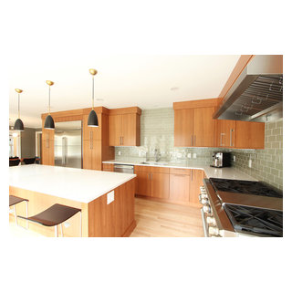 Modern Kitchen with Flat Cherry Cabinets and Torquay Countertop ...
