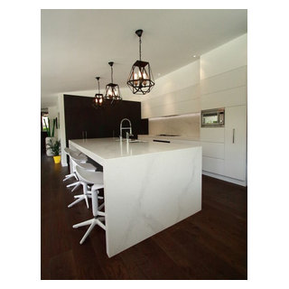 Modern Kitchen with large island bench in calacatta - Modern - Kitchen ...