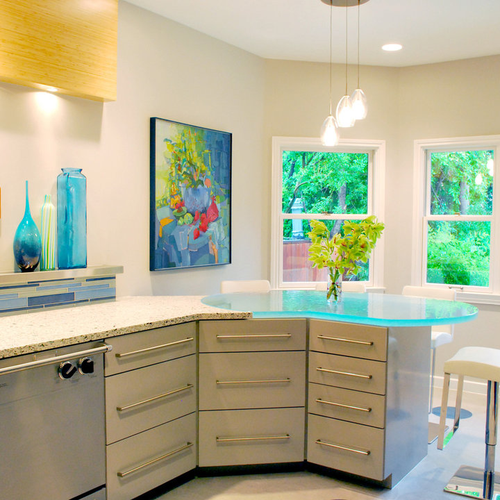 75 Contemporary Kitchen with Turquoise Countertops Ideas You'll Love ...