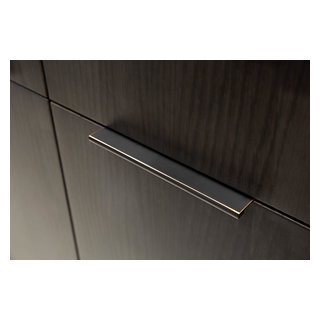 Modern Slab door cabinets with oil rubbed bronze finger pulls ...