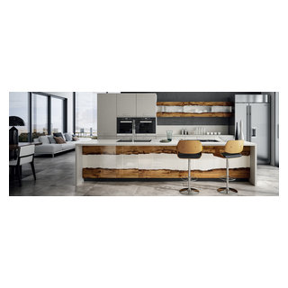 Modern white kitchen with live edge cabinets - Modern - Kitchen - Miami ...