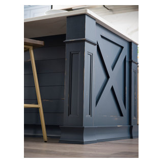 Navy Blue and Distressed Modern Farmhouse Kitchen Island End Cap with X ...
