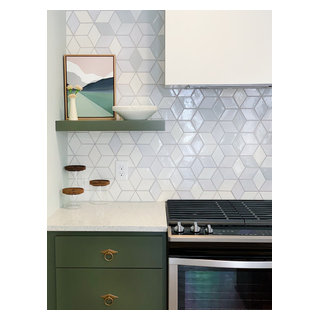 Ombre White Diamond Kitchen - Midcentury - Kitchen - Minneapolis - by ...