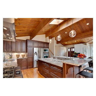 Open Concept Kitchen With Vaulted Wood Ceiling - Transitional - Kitchen ...