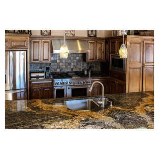 Open Kitchen with "Volcanic" Granite Island - Contemporary - Kitchen ...