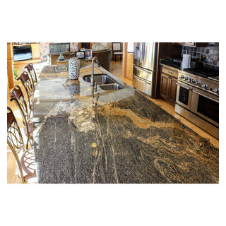 Open Kitchen with "Volcanic" Granite Island - Contemporary - Kitchen ...