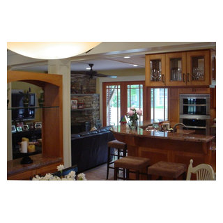 Open Plan unifies Kitchen, Bar, and Den with Rear Deck and Patio ...